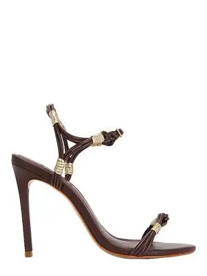 Schutz Nara Stiletto Sandals With Gold Wrap Accents - Root Brown