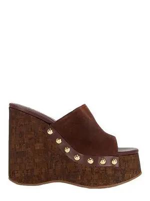 Schutz Dalle Studded Wedge Sandal - Root Brown