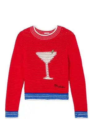 MOTHER Open-knit Cotton Sweater - Red