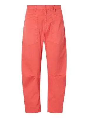 NILI LOTAN Shon Cotton-Blend Twill Tape Pants Red