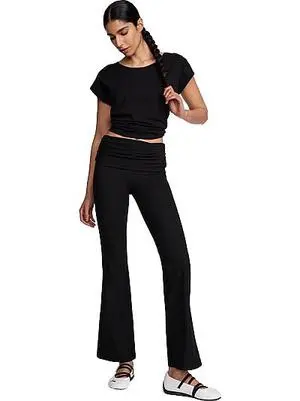 Victoria's Secret Vsx Elevate™ Ribbed Foldover Flare Leggings - Black