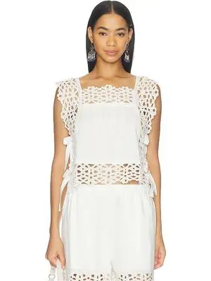 Sea Leila Eyelet Sleeveless Top - White