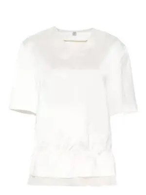 TOTEME V-neck Satin Top - Neutrals