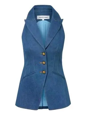 Veronica Beard Peak-lapel Button Gilet - Blue