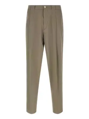 Brunello Cucinelli Pleated Cotton Trousers - Neutrals