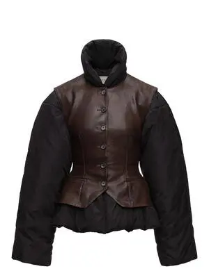 Magda Butrym Leather And Nylon Jacket - Black