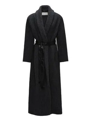 Magda Butrym Ribbed-knit Wool Coat - Grey