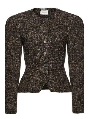 Magda Butrym Fitted Wool-blend Mouline Jacket - Brown