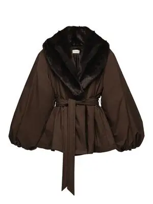 Magda Butrym Plush-Trimmed Nylon Puff Jacket Brown