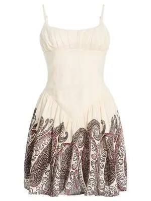 BOTEH Cassia Gathered Linen Mini Dress - Multi
