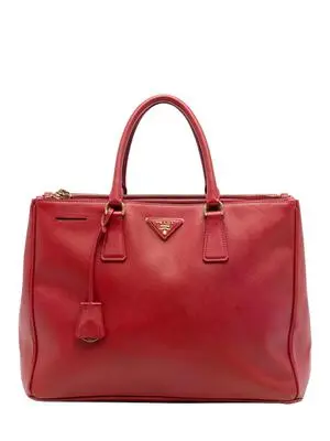 Prada Large Saffiano Lux Galleria Double Zip Satchel - Red
