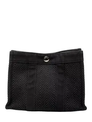 Hermès 2000-2020 Chevron Canvas Fourre Tout Pouch - Black