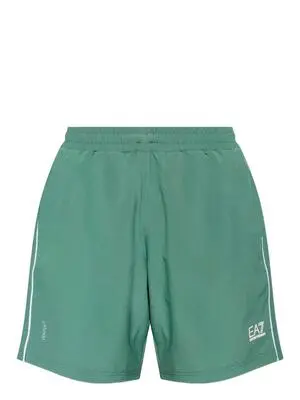 EA7 Logo Stripe Trim Shorts - Green