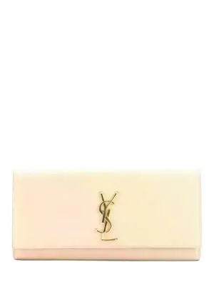 Saint Laurent Classic Monogram Leather Long Clutch - Neutrals