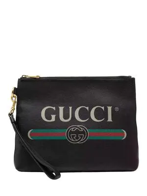 Gucci Leather Logo Clutch - Black