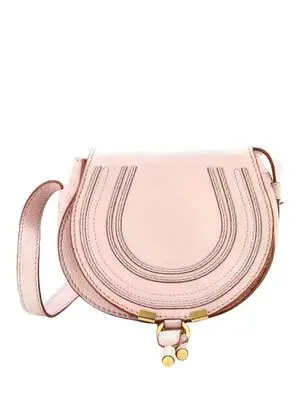 Chloé Marcie Leather Small Crossbody Bag Pink