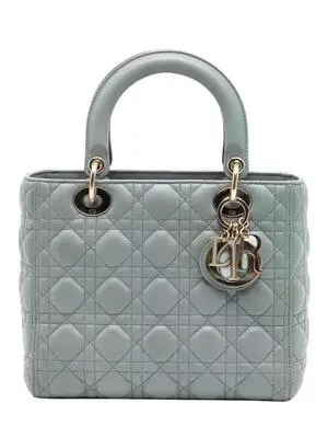 Dior 2020 Medium Lambskin Cannage Lady Dior Satchel Grey