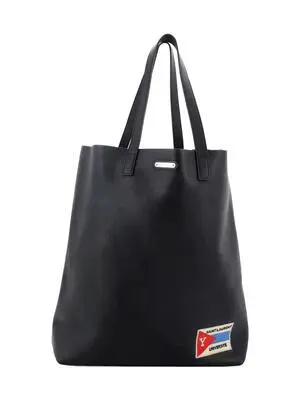 Saint Laurent Leather Large Tote Bag With Applique - Black