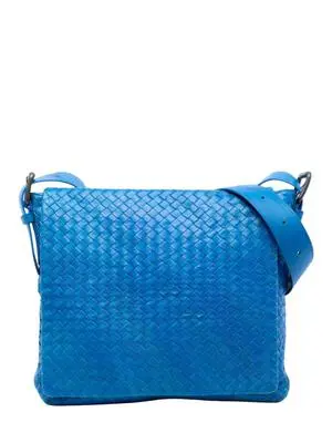 Bottega Veneta 2012-2025 Nappa Intrecciato Flap Crossbody Bag Blue