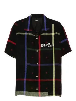 KHOKI Plaid Text Shirt - Black