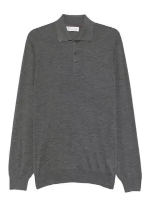 Brunello Cucinelli Button Long-sleeve Polo Shirt - Grey