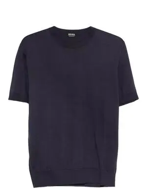 Zegna Short-sleeved Knitted T-shirt - Blue