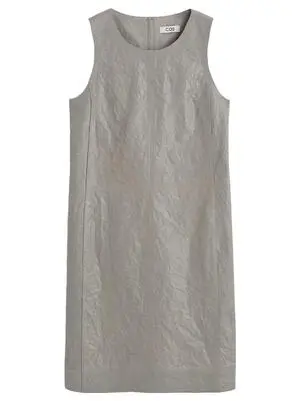 Cos Textured-leather Shift Dress - Gray