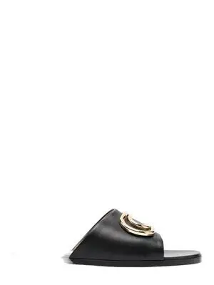 Off-White Paperclip Leather Sandals - Black