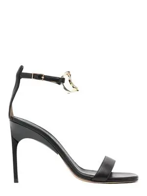 Off-White Pop Paperclip 105mm Leather Sandals - Black