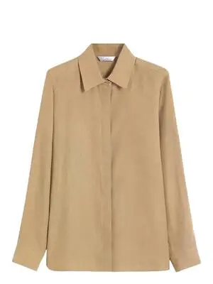 Max Mara Collared Linen Shirt - Neutrals