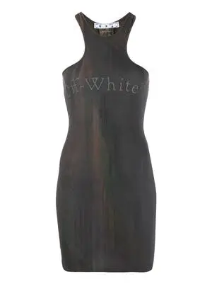 Off-White Logo-detail Tie-dye Sleeveless Minidress - Grey