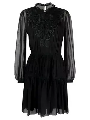 ALBERTA FERRETTI Long-Sleeve Silk Shift Dress