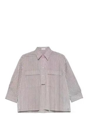 Brunello Cucinelli Striped Pocket Blouse - Red