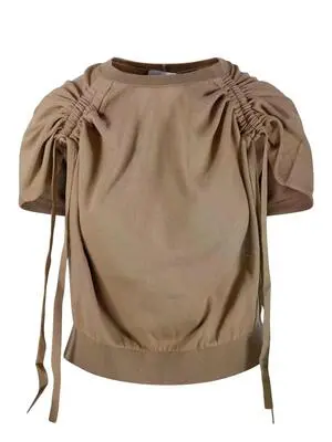 NUDE Gathered-detail T-shirt - Neutrals