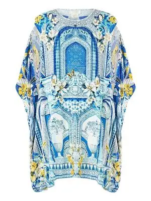 Camilla Draped Split-sleeves Top - Blue