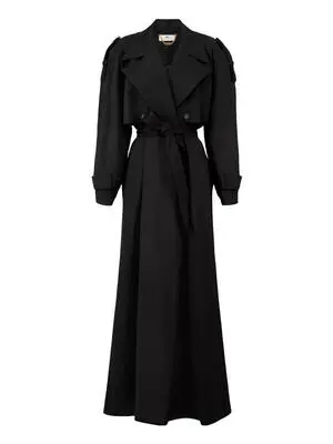 Elisabetta Franchi Structured Shoulder Belted Trench Coat - Black