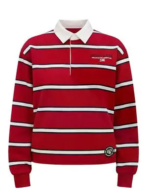 SPORTY & RICH Striped Polo Shirt - Red