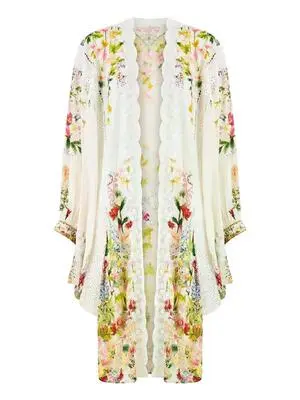 Camilla Floral Print Long-sleeved Jacket - Neutrals