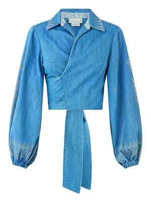 Camilla The Hum Of The Alhambra Cropped Wrap Shirt - Blue