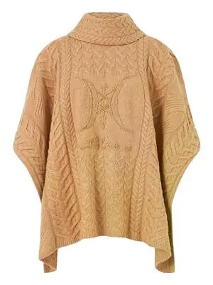 Camilla Funnel-neck Knit Poncho - Brown