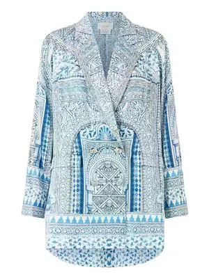 Camilla Patterned Double-breasted Jacket - Blue