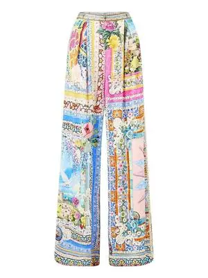 Camilla Pleated Wide Leg Trousers - Blue