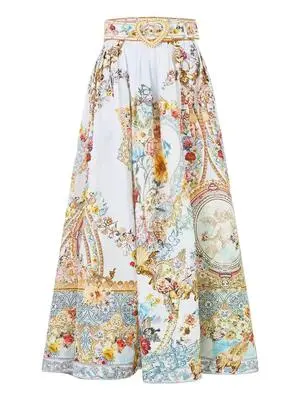 Camilla Seville Sweetheart Belted Midi Skirt - Blue