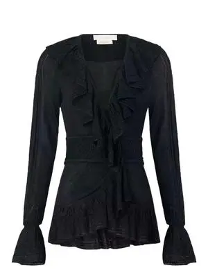 Camilla V-neck Blouse - Black