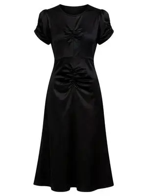 N°21 Ruching Short-Sleeve Midi Dress Black