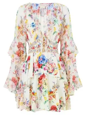 Camilla Floral Mini Dress - White