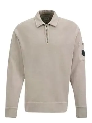 C.P. COMPANY Sleeve-pocket Zipped Polo Shirt Neutrals