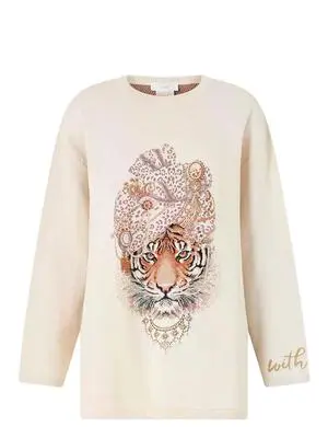 Camilla Tiger-graphic Sweater - Neutrals