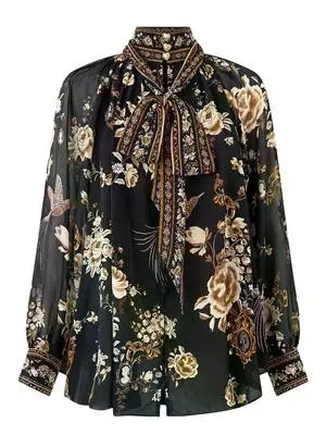 Camilla Detachable-bow Raglan Blouse - Black