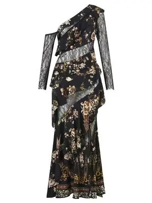 Camilla Flamenco Folklore Frill Paneled Maxi Dress - Black